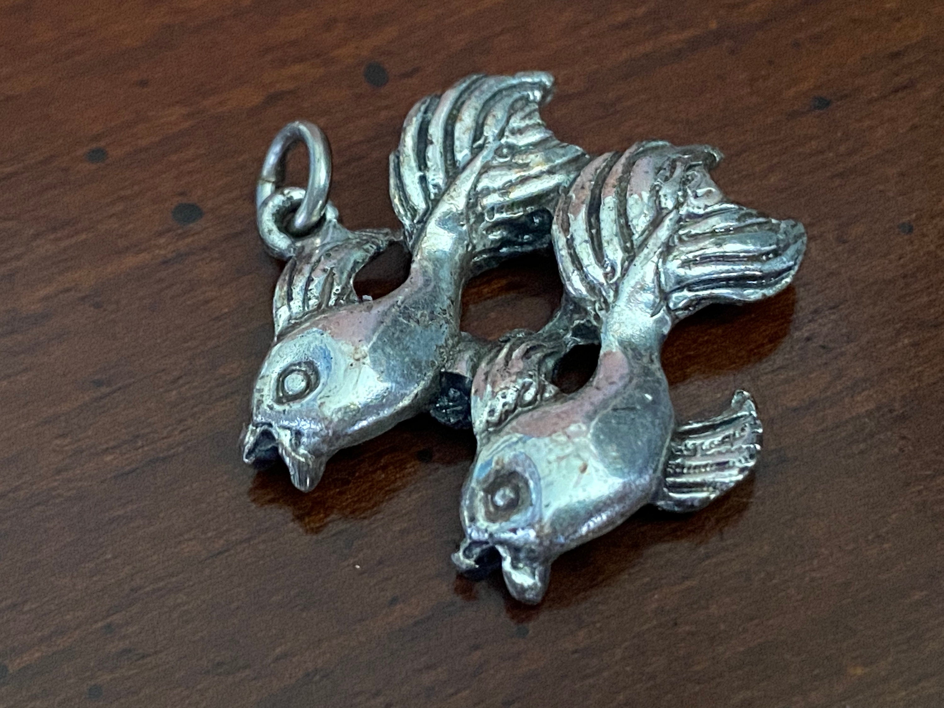 Vintage Tortolani Silver Pisces Pendant - Fish Zodiac Charm - Koi ...