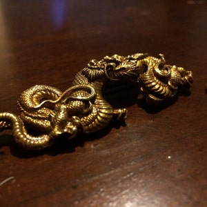 Vintage Gold Dragon Menuki Brooch Pin - Sword Ornament - Japanese ...