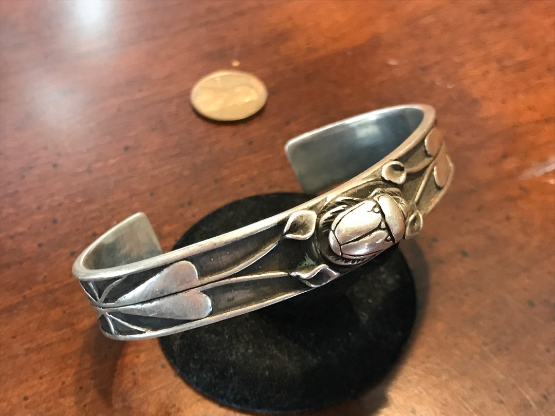 Vintage HAN ZUP Sacred Scarab Bracelet Sterling Silver - Art Deco ...