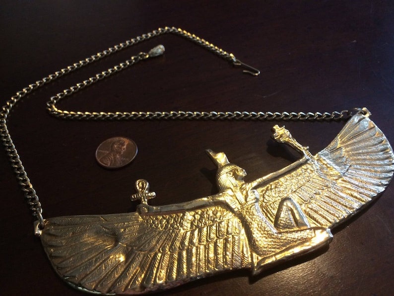 Vintage Winged Goddess Isis Gold Pectoral Bib Necklace | Etsy
