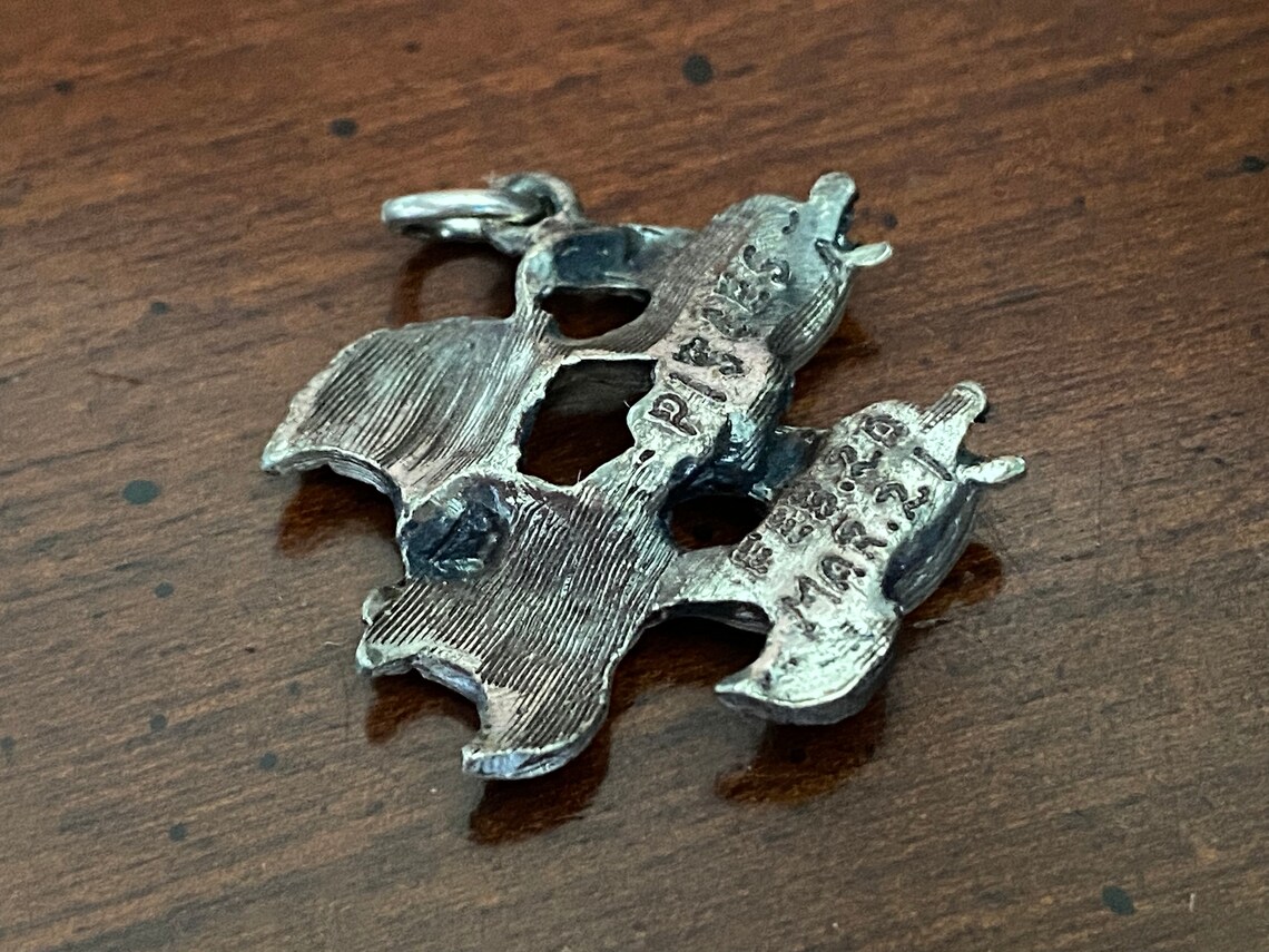 Vintage Tortolani Silver Pisces Pendant - Fish Zodiac Charm - Koi ...