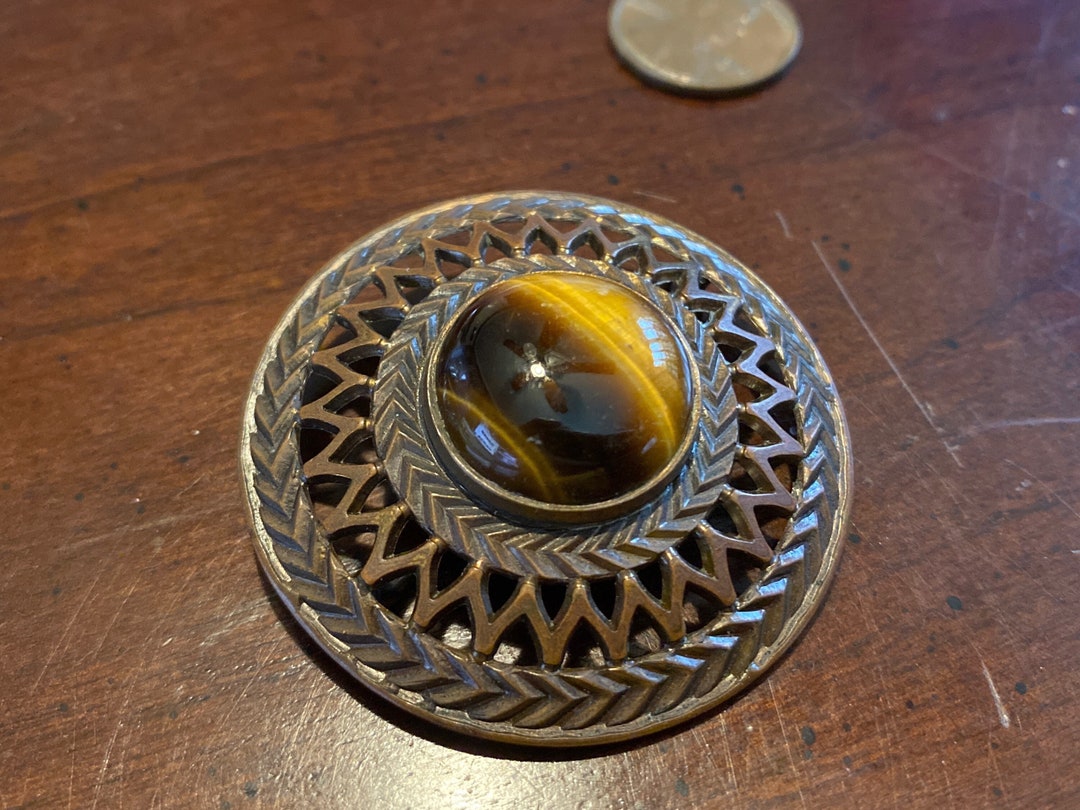 Kalevala Koru Bronze Viking Shield Brooch Ornament - Tiger Eye ...