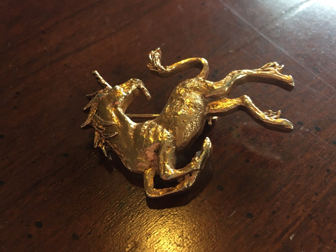 Vintage Gold Unicorn Pin Brooch Alva Museum Replicas - Etsy