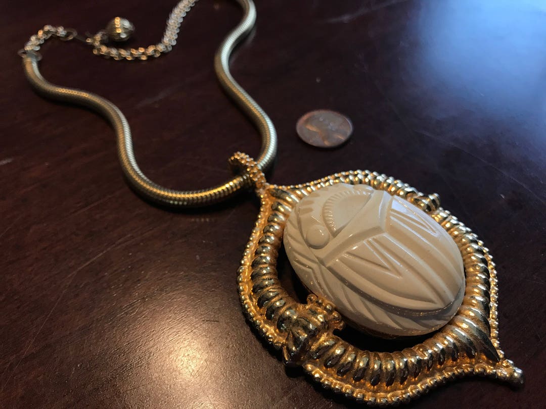 Kenneth Lane Egyptian Revival Gold and French Ivory Scarab Dangle ...