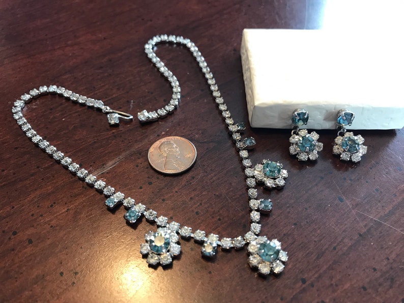 Vintage 1950s Alva Rhinestone Demi Parure Choker Necklace and | Etsy