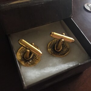 Vintage Greek Sun God Apollo Gold Coin Statement Cufflinks - Alva ...