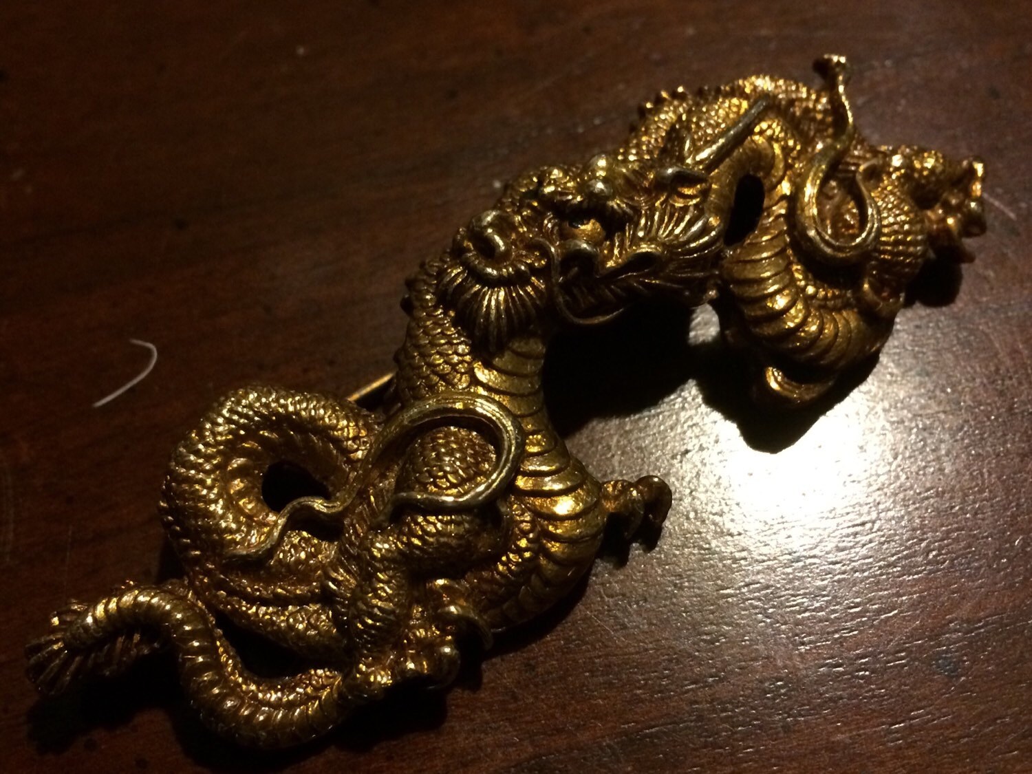 Vintage Gold Dragon Menuki Brooch Pin Sword Ornament - Etsy