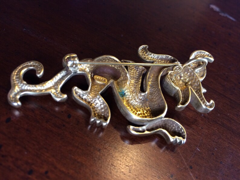 Vintage MMA Gold Dragon Combo Brooch Pin and Pendant Modern - Etsy