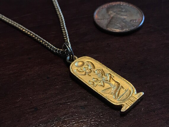 MMA Egyptian Revival Gold Cartouche Pendant Necklace Amun Ra | Etsy