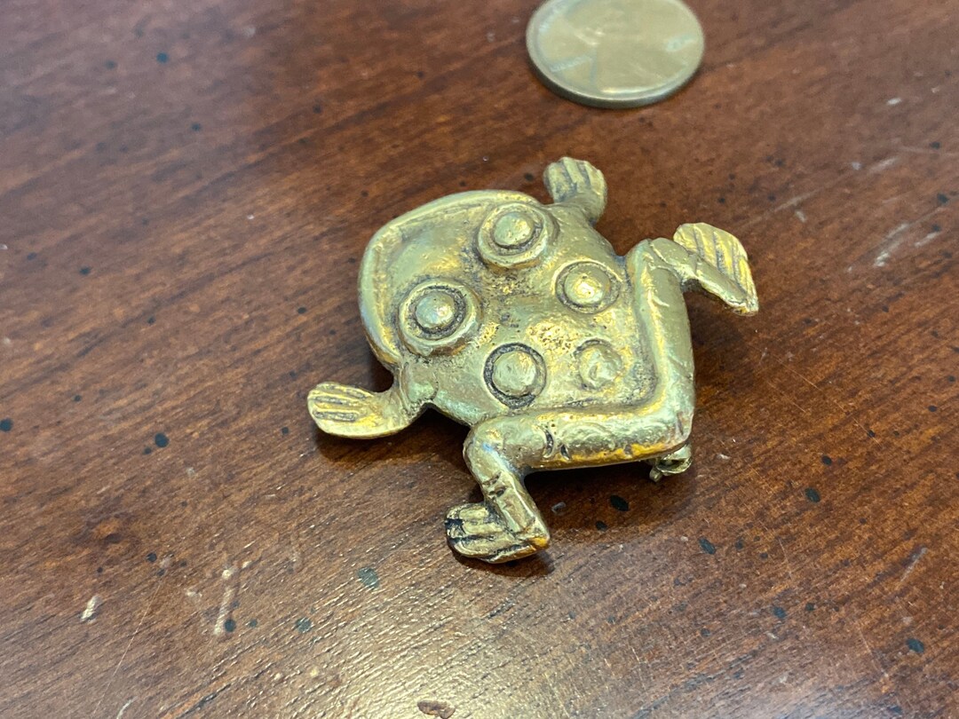 Gold Pre Columbian Gold Frog Brooch Pin - Vintage Alva Museum Replicas ...
