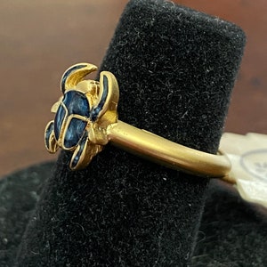 Vintage D'orlan Enamel Scarab Ring - Khepri - Egyptian Revival Treasures of Tutankhamun - Gold ...
