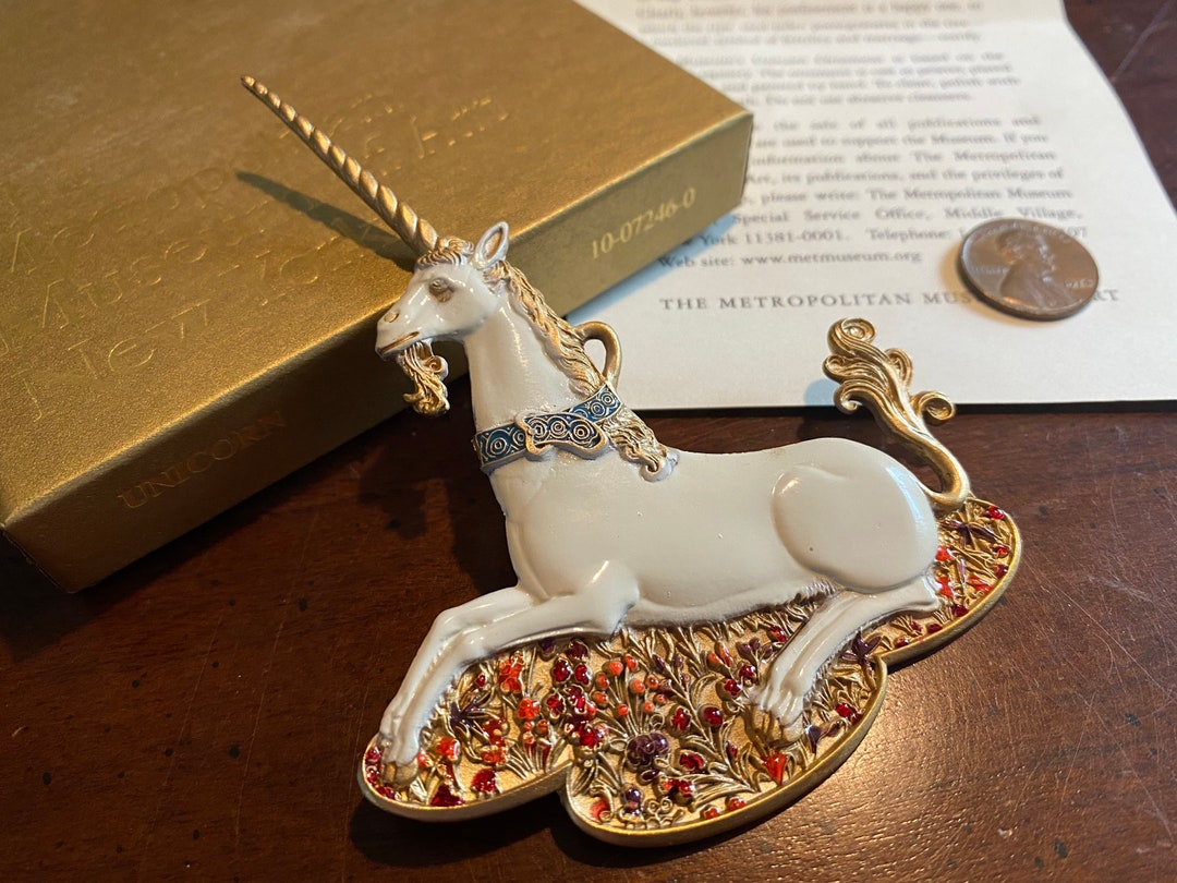 Vintage MMA White Unicorn Christmas Ornament Middle Ages Unicorn ...