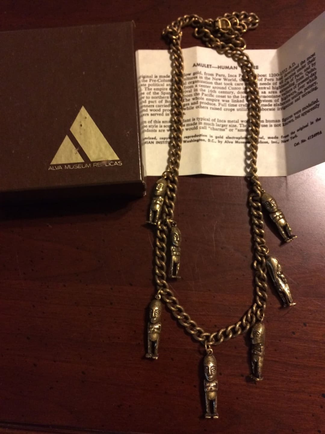 Vintage Inca Gold Amulet Charm Necklace Peru Pre Columbian - Alva ...