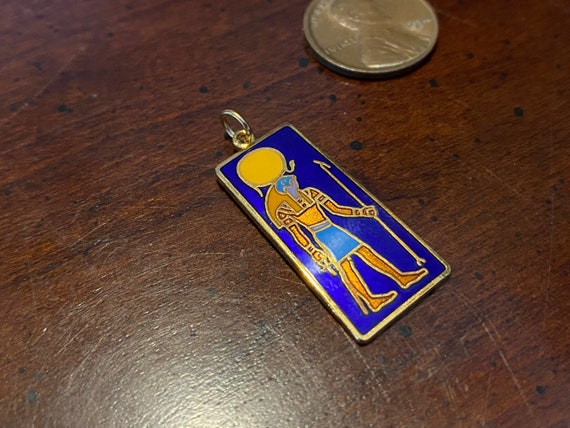 Vintage Egyptian Revival Gold Amun Ra Pendant - ERM M… - Gem