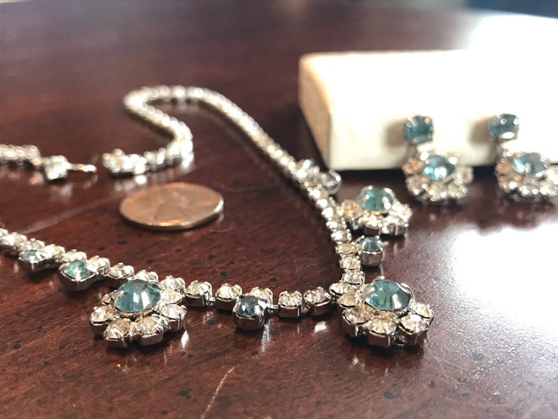 Vintage 1950s Alva Rhinestone Demi Parure Choker Necklace and | Etsy