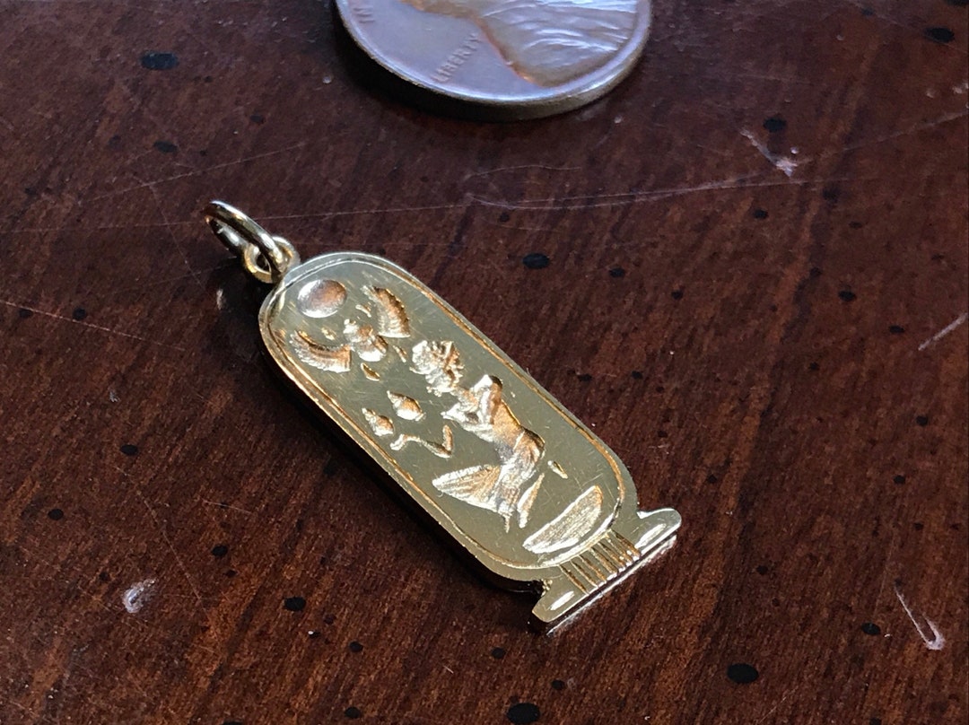 Vintage MMA Gold Sterling Silver Amun Ra Cartouche Pendant Winged ...