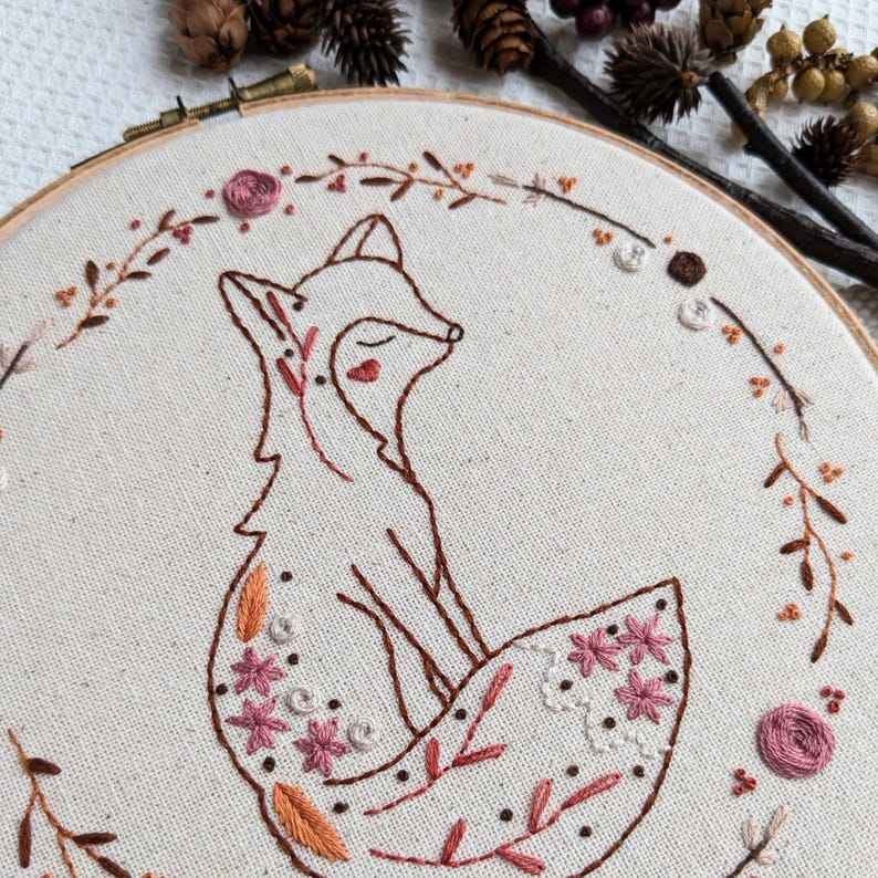 Fox Embroidery Pattern, Fox Embroidery Design, Folk Fox Embroidery, Fox Hand Embroidery Patterns ...