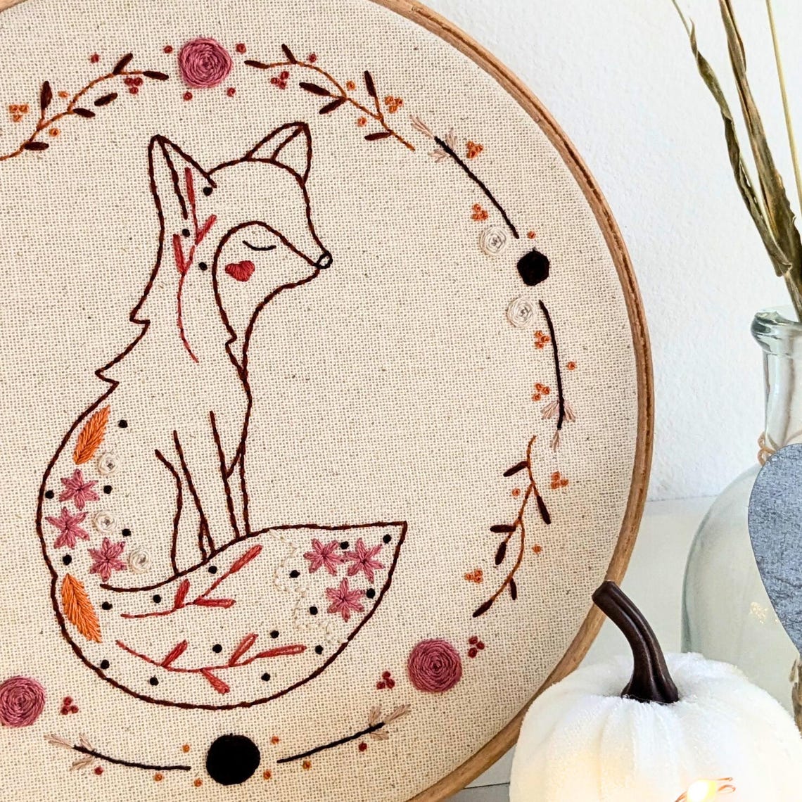 Woodland Fox Embroidery, Fox Embroidery Pattern, Fox Embroidery Design ...