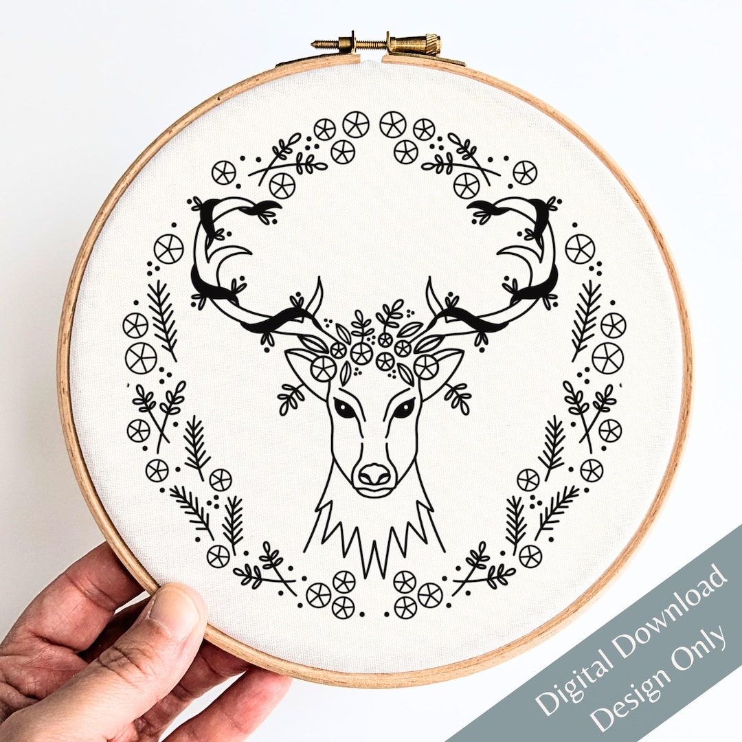 Elk Embroidery Designs, Elk in Woods Embroidery, Elk Embroidery Design ...