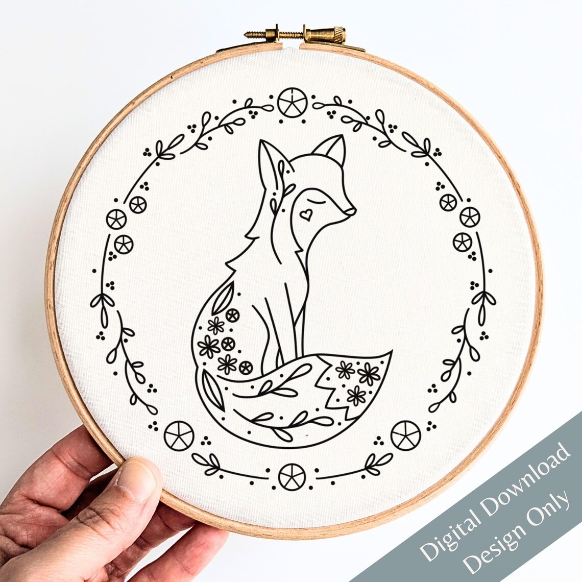 Woodland Fox Embroidery, Fox Embroidery Pattern, Fox Embroidery Design ...