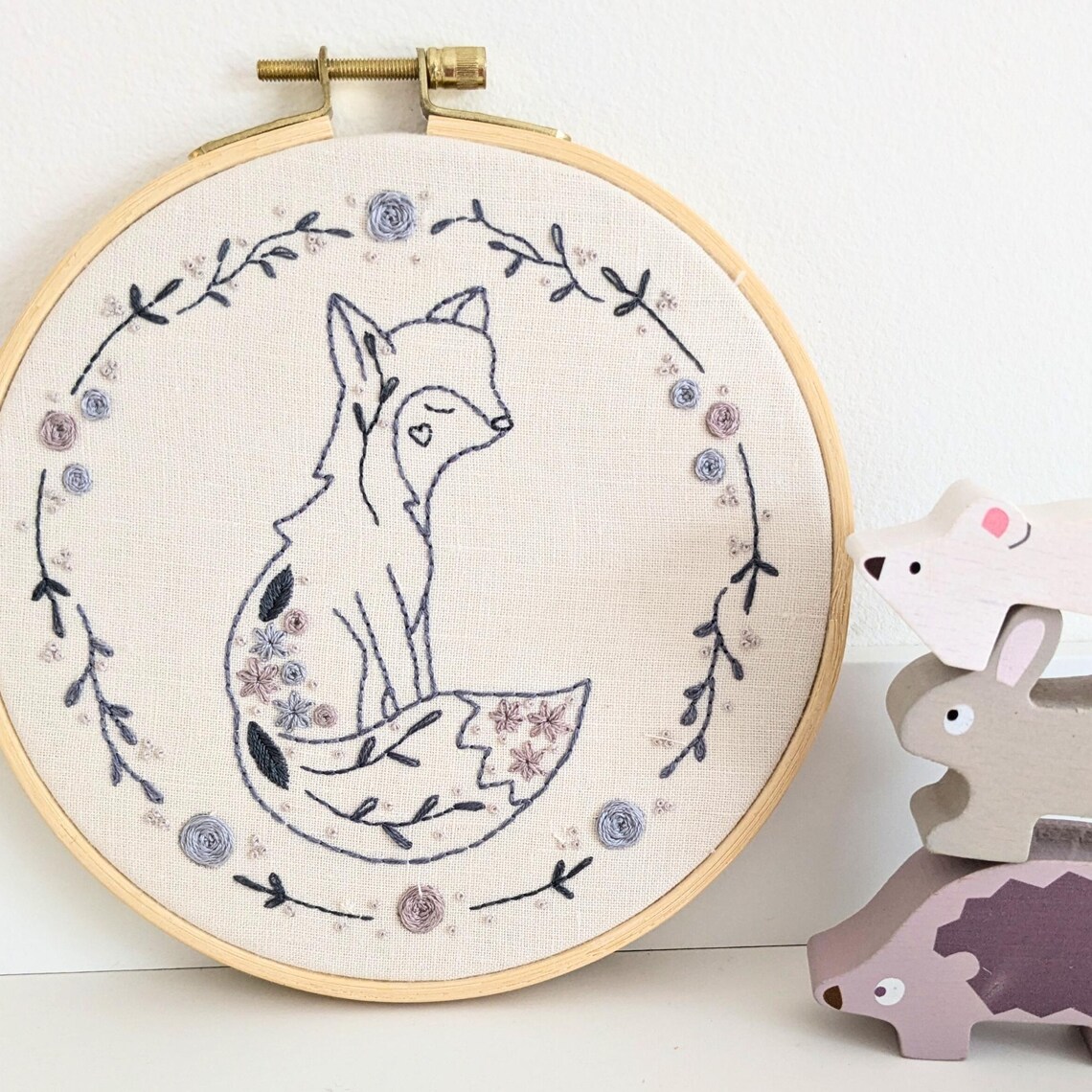 Woodland Fox Embroidery, Fox Embroidery Pattern, Fox Embroidery Design ...