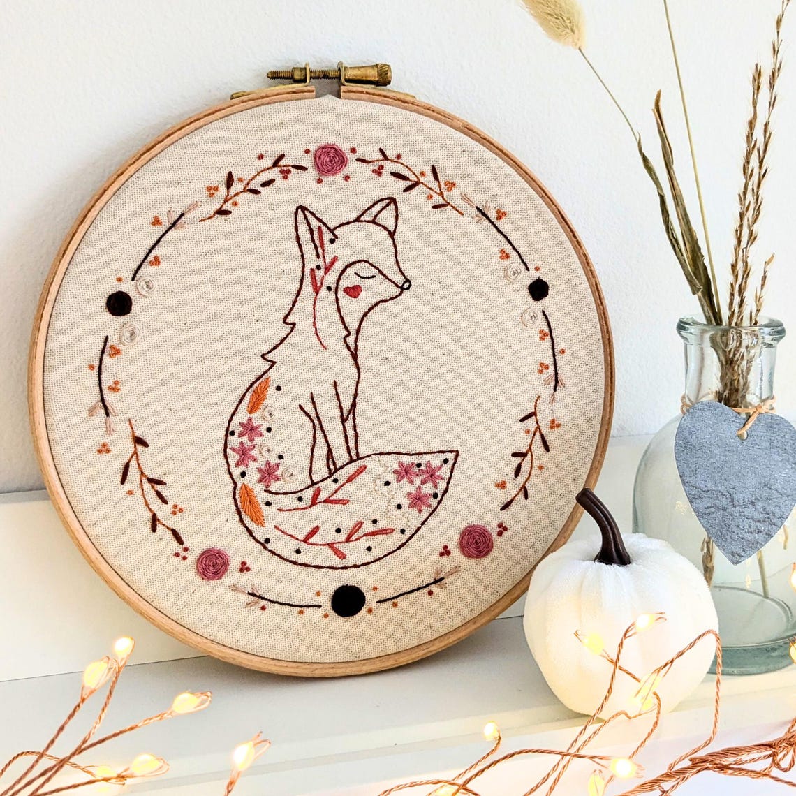 Woodland Fox Embroidery, Fox Embroidery Pattern, Fox Embroidery Design ...