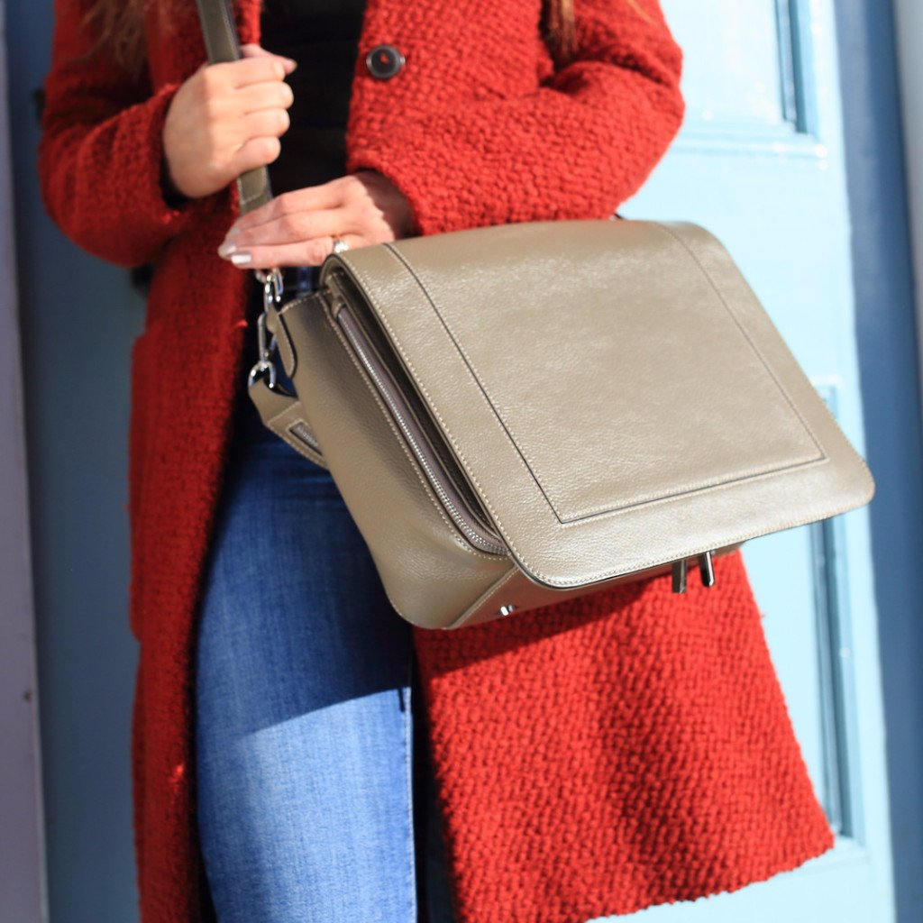 Personalised Grey Leather Bag / Grey Leather handbag / Grey | Etsy