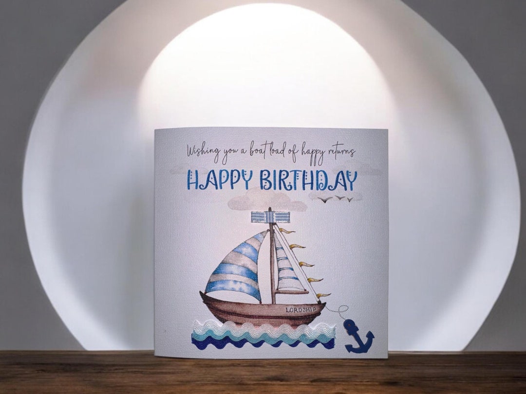Handmade Nautical Birthday Card: Sailing Boat, Personalised Option, Add ...