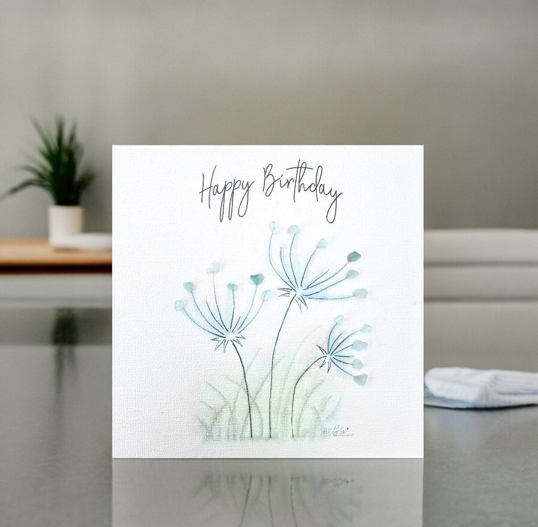 Sea Glass Birthday Card - Handmade Design, Personalisation Available to ...