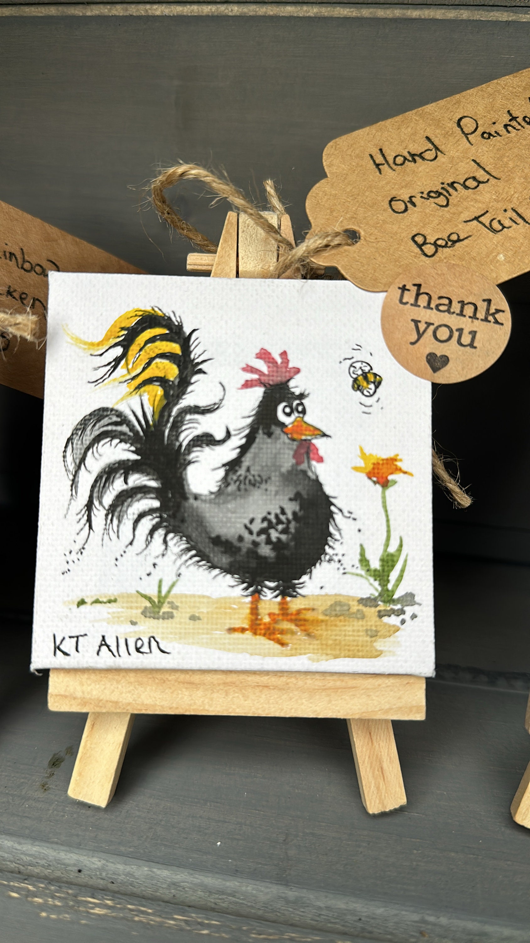 Chicken Original Watercolour, Painting, Not a Print, Miniature Canvas ...