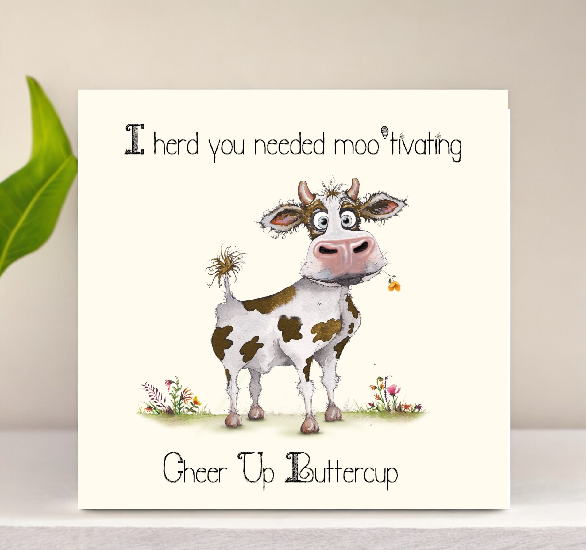 Thinking of You Card Cow Motivational Encouragement Card for Sympathy ...