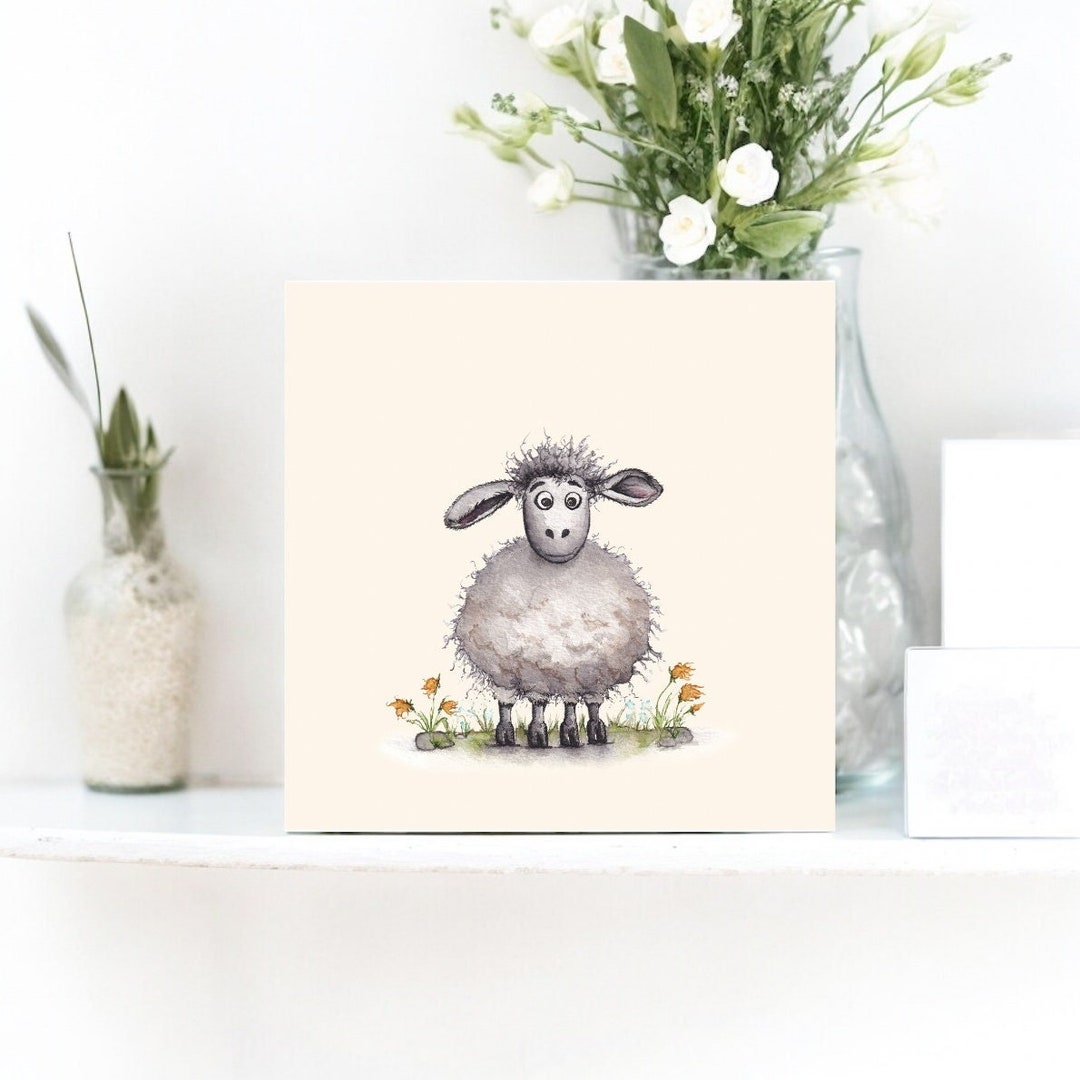 Sheep Blank Card Hand Painted Art Design Keepsake, Optional ...