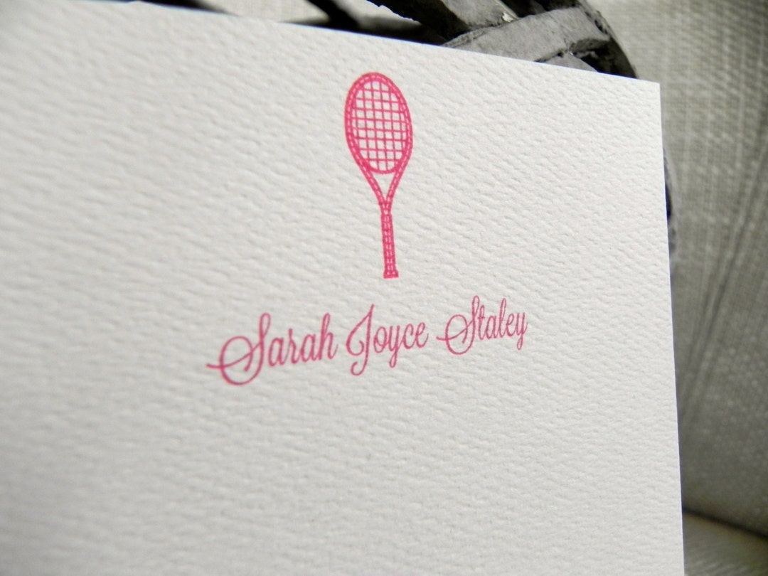 Tennis Racquet Note Cards on Textured Heavy Card Stock With Envelopes ...