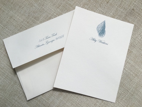 Personalized Notecards With a Shell. Heavy Textured Card - Etsy