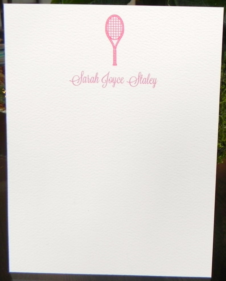Tennis Racquet Note Cards on Textured Heavy Card Stock With Envelopes ...