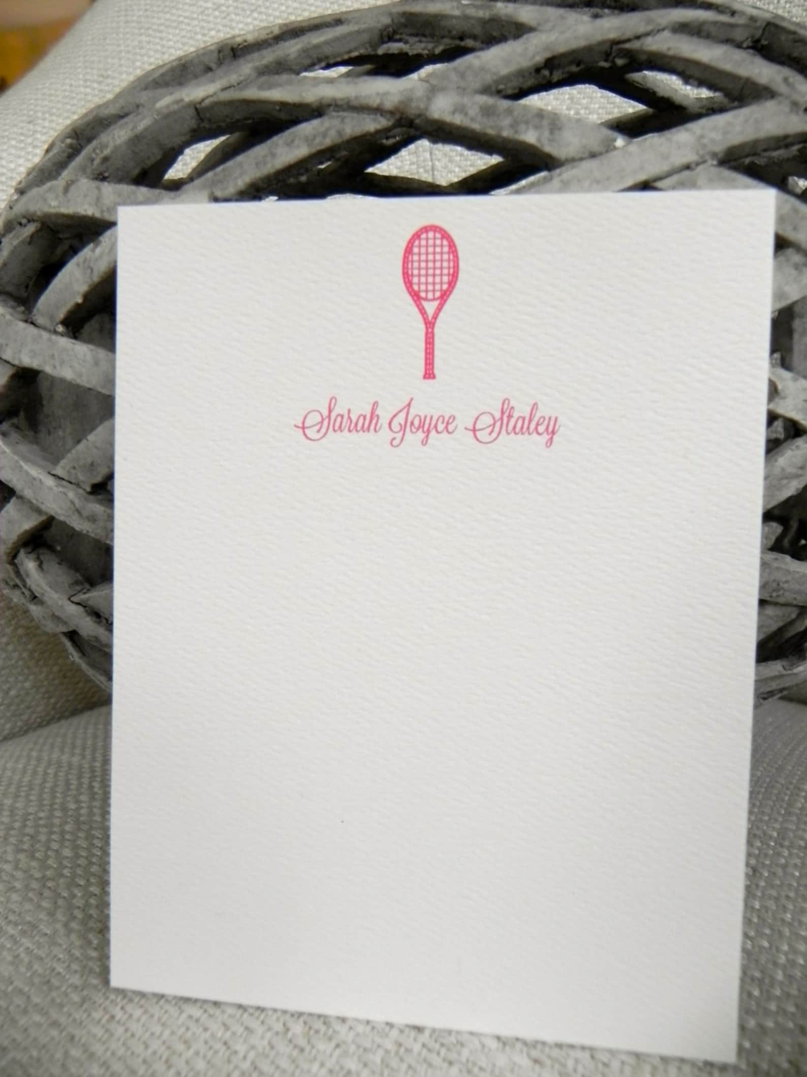 Tennis Racquet Note Cards on Textured Heavy Card Stock With Envelopes ...
