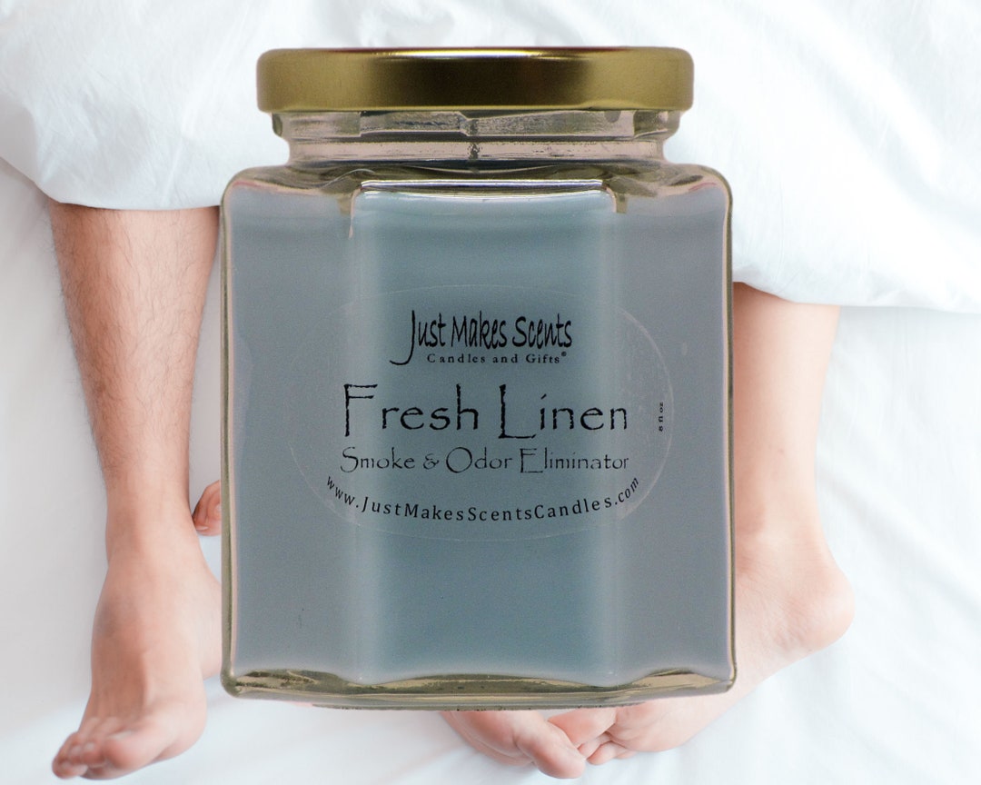 Fresh Linen Scented Smoke & Odor Eliminator Candle - Hand Poured in the ...