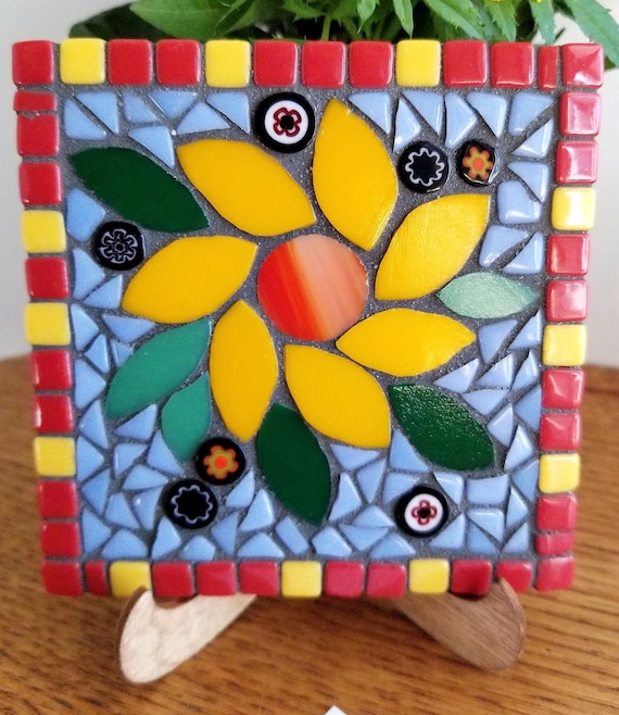 Orange Flowermosaic Tile-decorative Tile-mosaic Coaster-mosaic | Etsy