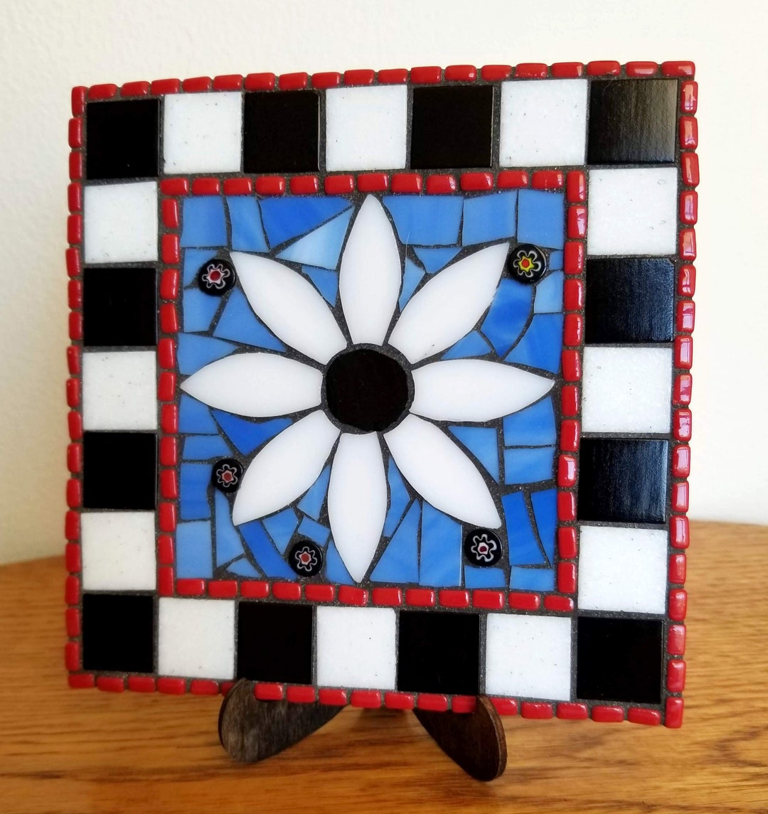 6 X 6 Decorative Mosaic Tile-white Daisy Decorative Mosaic Tile-mosaic ...