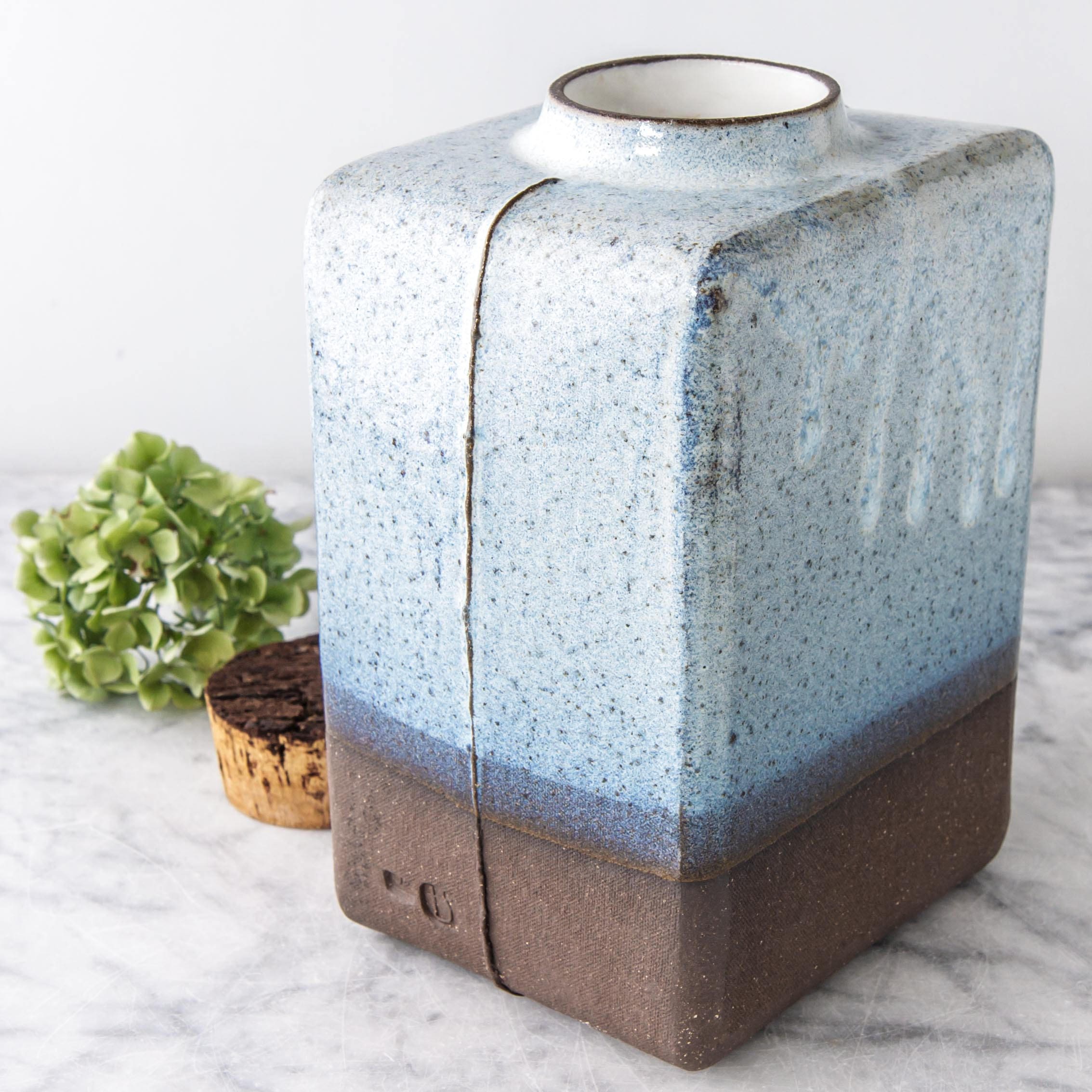 Rectangular Urn With Seams With Beautiful Blue-white Glaze | Etsy