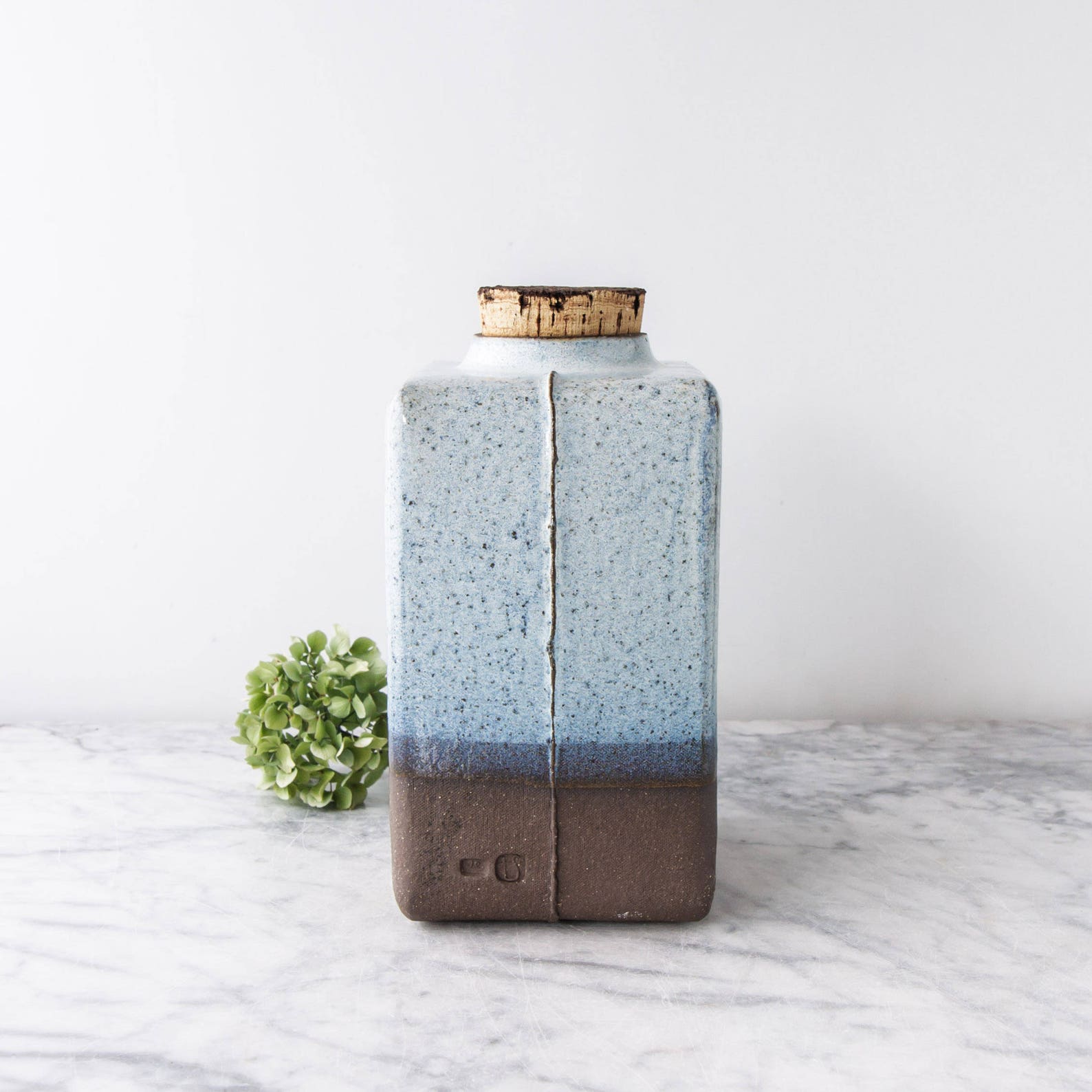 Rectangular Urn With Seams With Beautiful Blue-white Glaze | Etsy