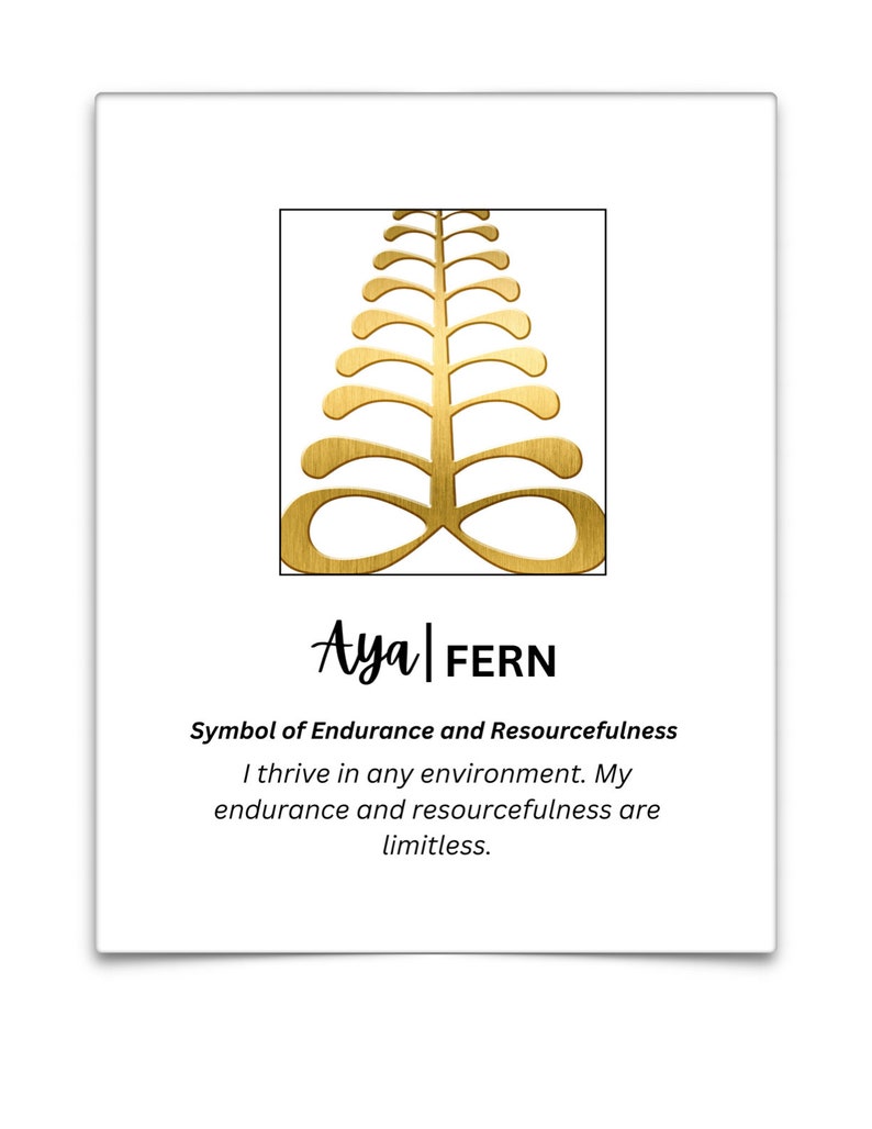 Positive Affirmation With Adinkra Symbol Aya Wall Art - Fern Symbol of ...