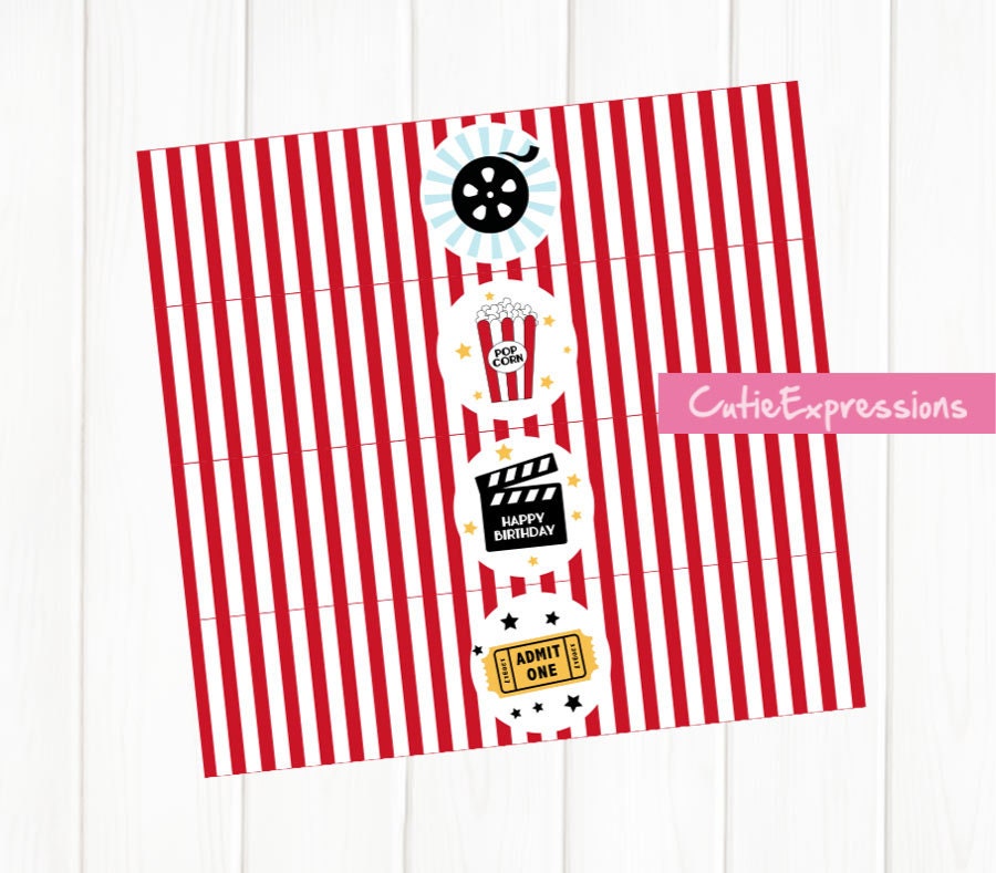 Movie Party Water Bottle Labels - Movie Night Decorations - Movie Night ...