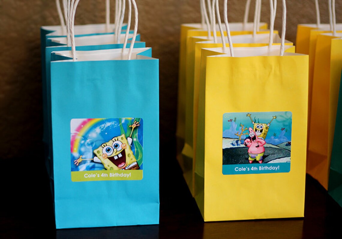 Spongebob Birthday - Goody Bag Labels - Etsy