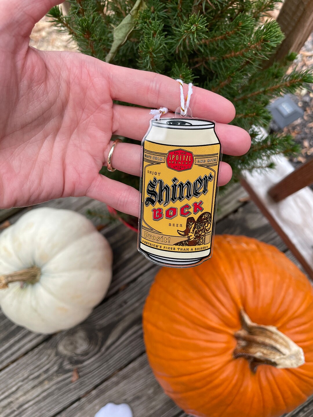 Shiner Bock Beer Can Inspired Ornament + Sticker Set - Etsy
