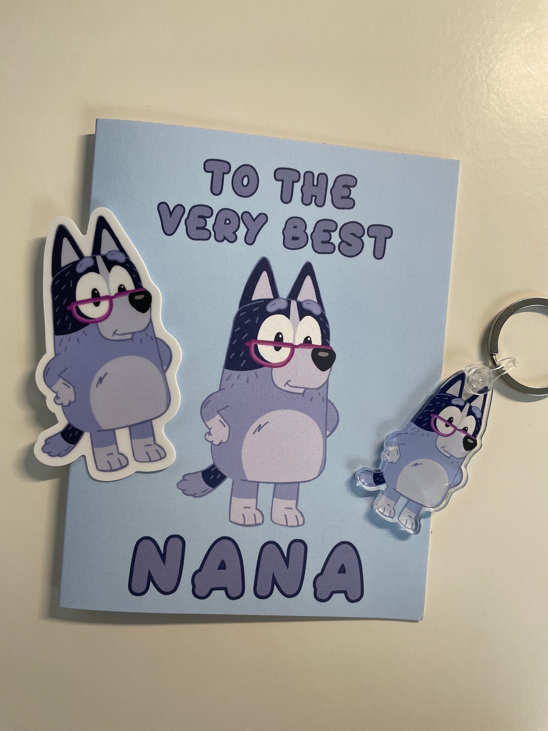 Nana - Bluey Inspired Card, Sticker, and Keychain Gift Set - Etsy