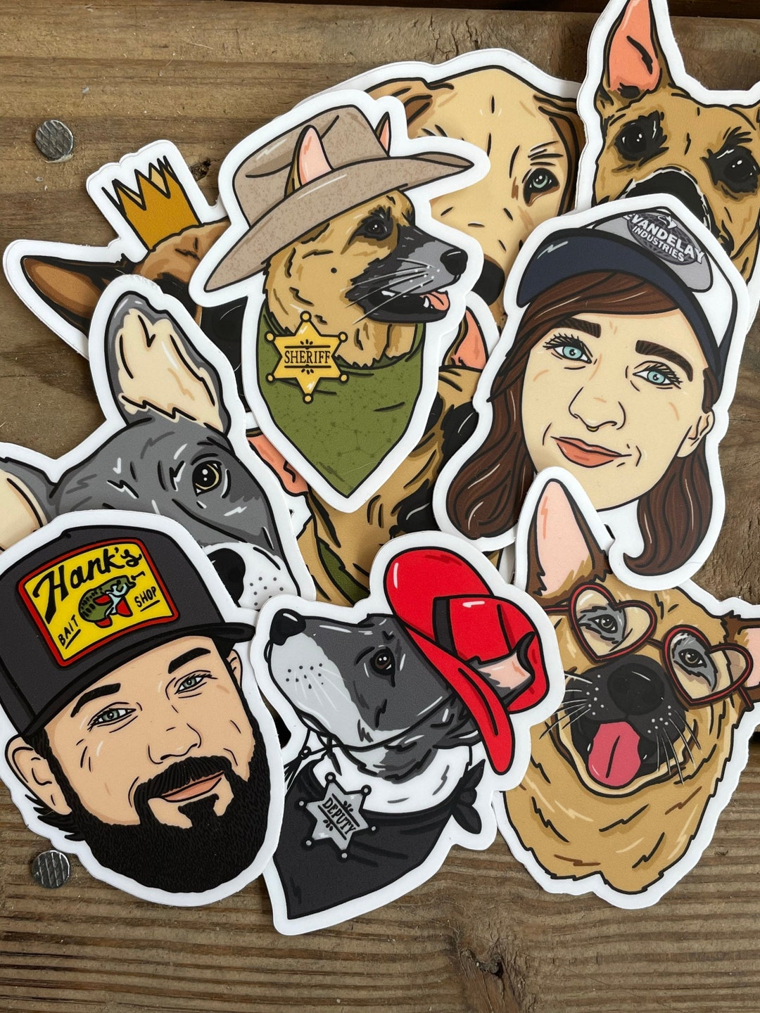 10 CUSTOM Stickers Digital Download Portrait People, Pets, Dogs, Cats ...