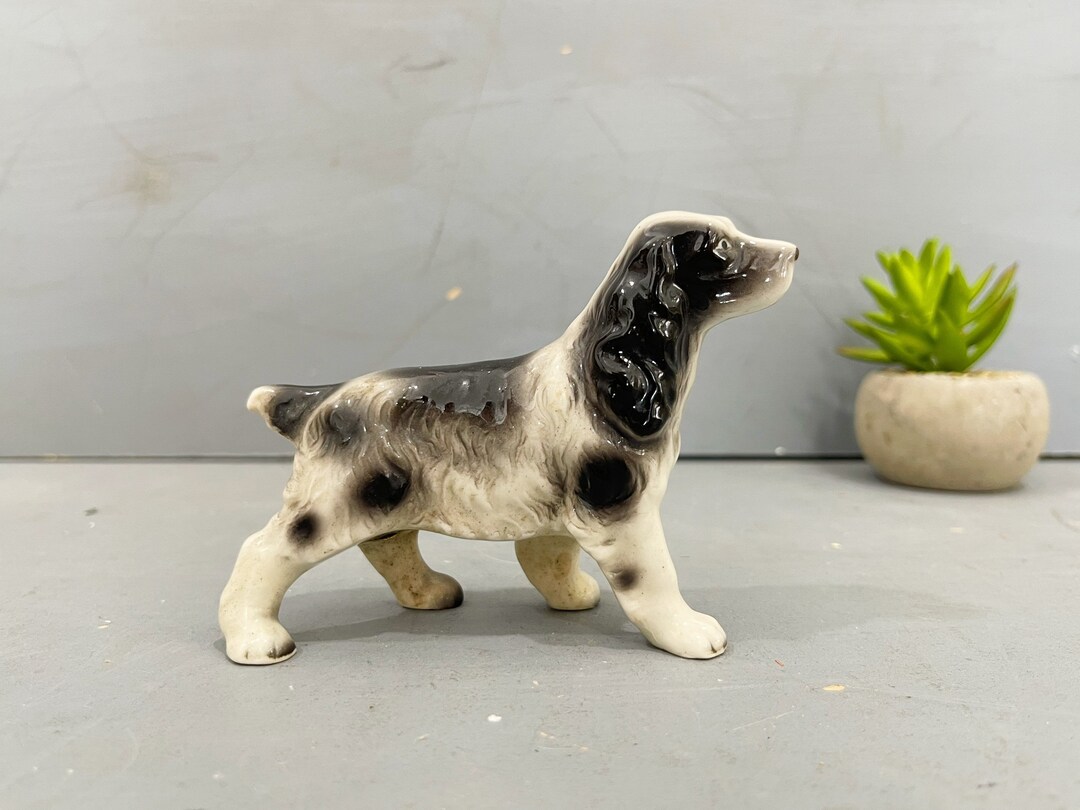 Vintage Porcelain Springer Spaniel Figurine Hand Painted Collectible ...