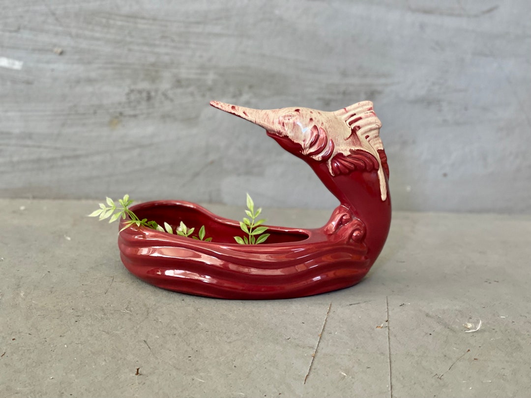 Vintage Swordfish Sailfish Dish Planter Decorative Trinket Holder Pot ...