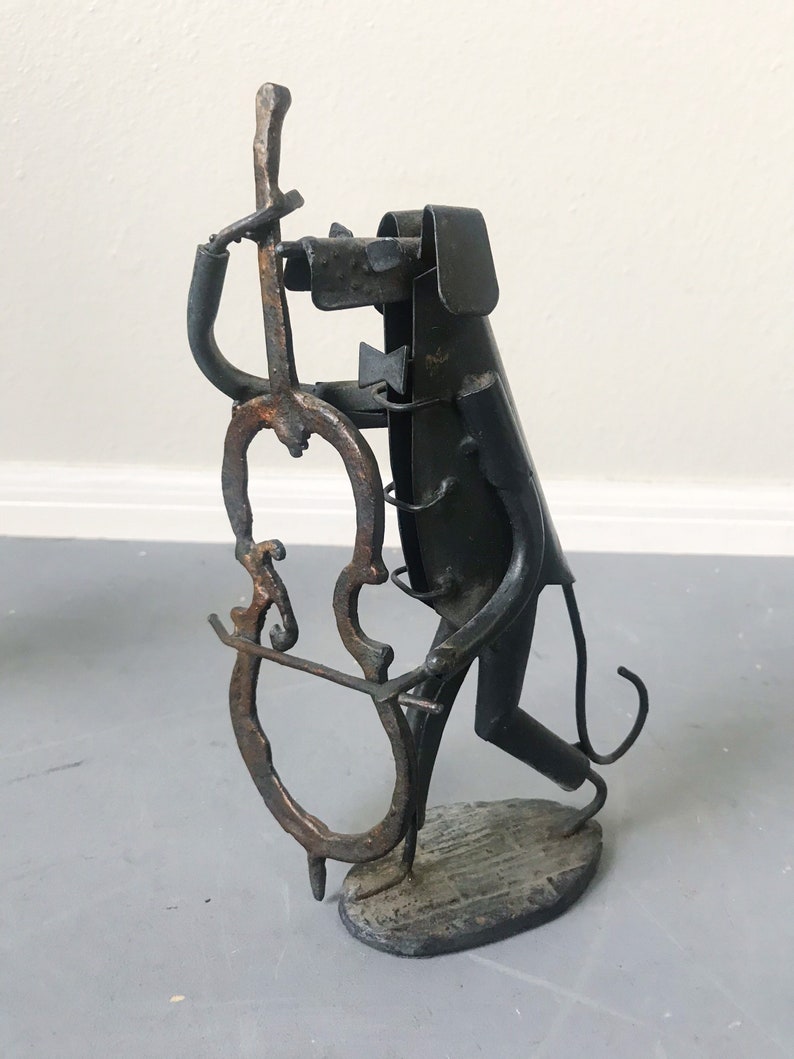 Pair of Vintage Dog Metal Sculptures Musician Band Iron | Etsy